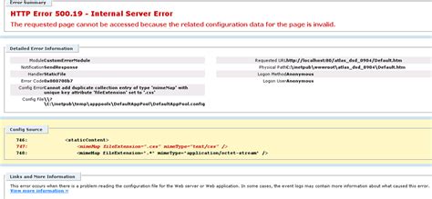 Error 50019 The Requested Page Cannot Be Accessed Because The Related Configuration Data