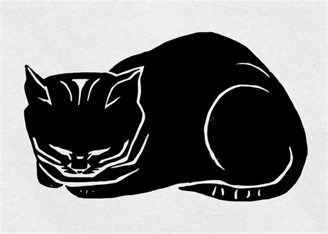 复古黑猫矢量linocut模具剪贴画素材 高清图片 摄影照片 寻图免费打包下载