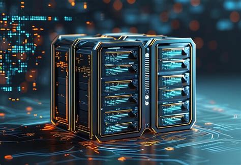 Futuristic Data Center Glowing Servers Complex Network Visualizes Power