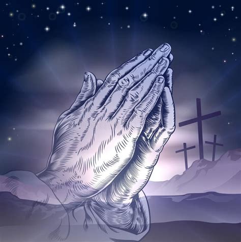 复活节十字架和祈祷的手 向量例证 插画 包括有 例证 信念 祈祷 基督徒 福音书 杜勒尔 复活节 82879612