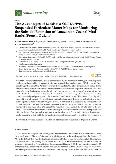 Pdf The Advantages Of Landsat 8 Oli Derived Suspended Particulate
