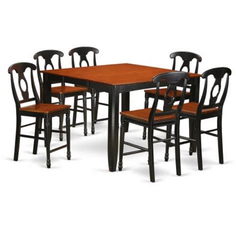 East West Furniture FAKE H BLK W Counter Height Pub Table Dinette Chairs Black Finish