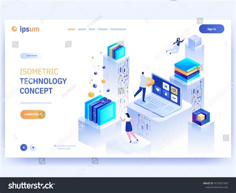 Vector Landing Page Isometric Technology Concept Stock Vector Royalty Free 1873831903