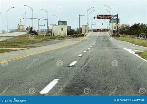 Looking Down The Road At The Captree Draw Bridge Which Takes You To