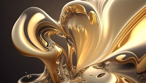 Premium Photo Metallic Golden Swirls Morphing Abstract Fluid Art