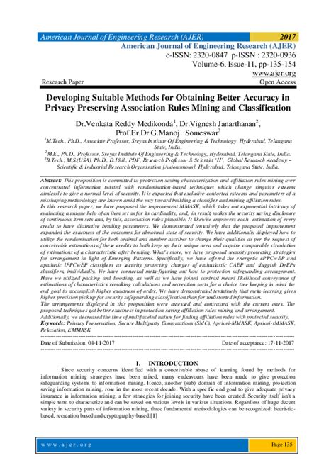 Pdf Developing Suitable Methods For Obtaining Better Accuracy In Privacy Preserving