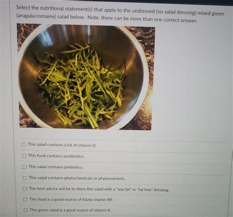 Solved Select The Nutritional Statements That Apply To The