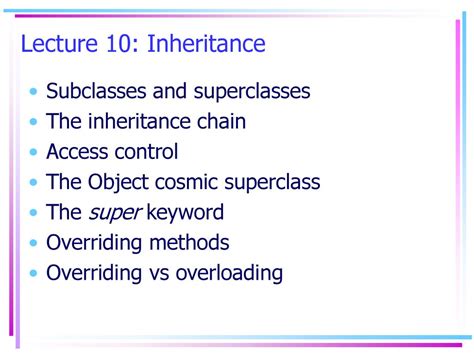 Lecture 10 Inheritance Subclasses And Superclasses Ppt Download
