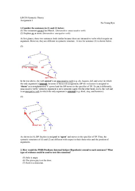 Doc Lin331 Syntactic Theory Assignment 1 Na Young Ryu