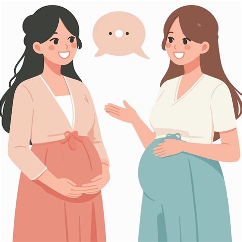 Vector De Dos Mujeres Embarazadas Hablando Vector Premium Generado Con IA