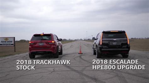 707hp Jeep Trackhawk Vs 800hp Cadillac Escalade Drag Race Youtube