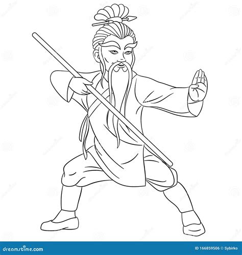 Shaolin Monk Kung Fu Martial Arts Vector Illustration Cartoondealer