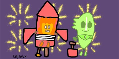 Bfb Bfdi Leafy Staking Firey In Firecracker Art By Sejawx On Deviantart