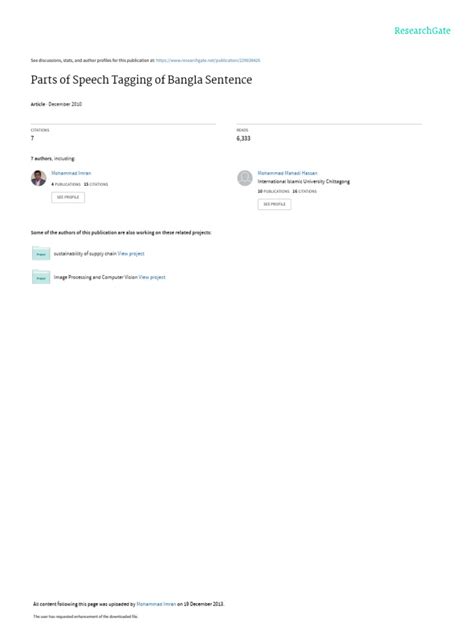 Parts Of Speech Tagging Of Bangla Sentence Pdf Morphology Linguistics Word