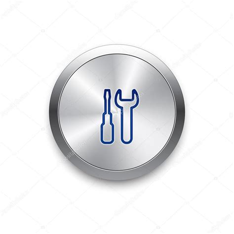 Icono De Configuraci N En El Bot N De Metal Redondo Fondo Vectorial 2024