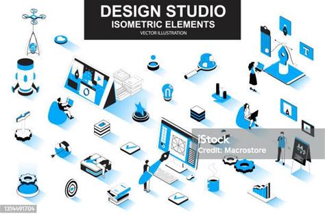 設計工作室包的等軸測量元素ui Ux 設計字體排版前端開發介面設計網站原型隔離圖示同軸向量圖例套件與人向量圖形及更多等軸測投影圖片 Istock