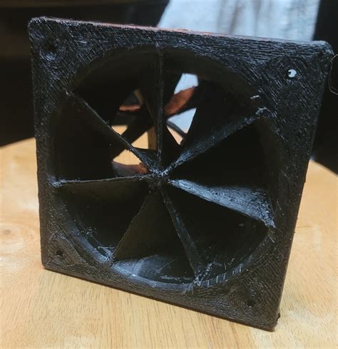 Free 3d File 120 Mm Case Fan To 4 Inch 45º Elbow Duct With Internal Fins Remix 🖥️ ・3d Printing