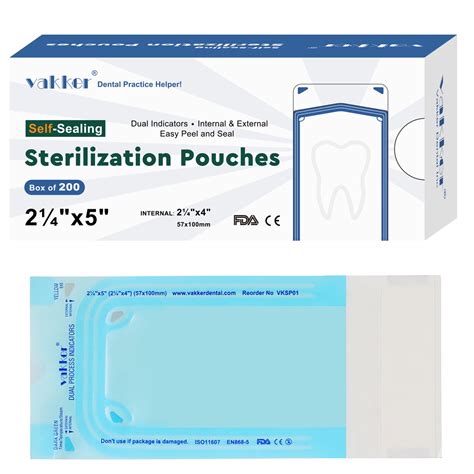 Vakker 225 X 5 200pc Dental Self Sealing Sterilization Pouches