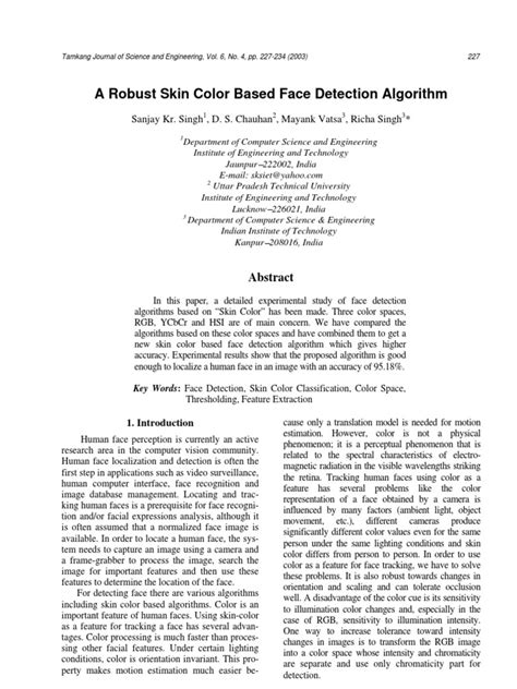 Face Detection Algorithm Pdf Rgb Color Model Color