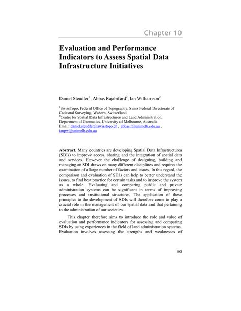 Pdf Evaluation And Performance Indicators To Assess Spatial Data Infrastructure Initiatives
