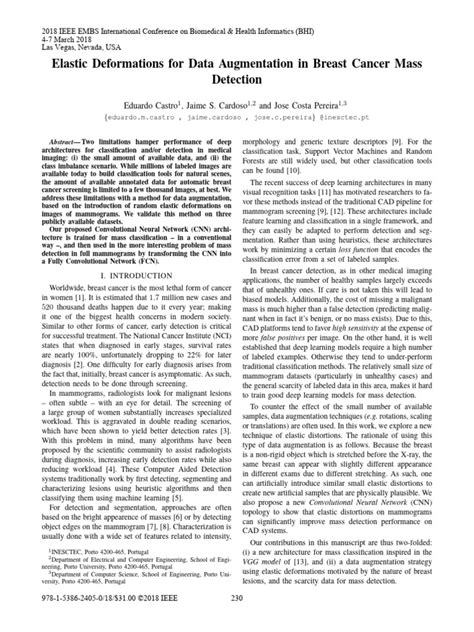 Elastic Deformations For Data Augmentation In Breast Cancer Mass