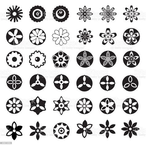 흑인과 백인 벡터 꽃 봄 60 9 다른 기호와 아이콘 디자인 설정 하 고 여름 꽃 0명에 대한 스톡 벡터 아트 및 기타 이미지 0명 개념 개념과 주제 Istock