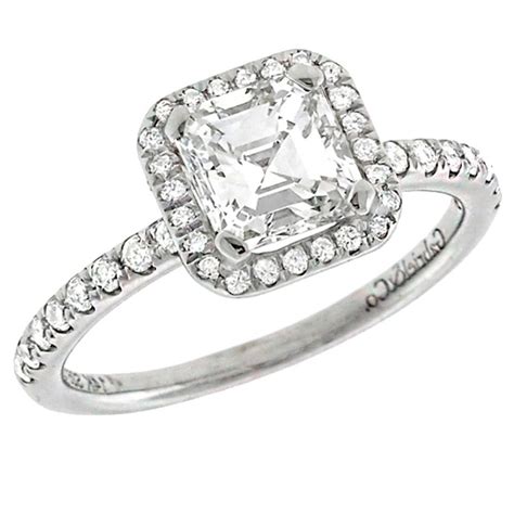 Asscher Cut Gia Cert 116 Carat Diamond Gold Engagement Ring For Sale