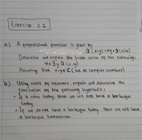 Solved Exercise 22 A A Propositional Function Is Given By