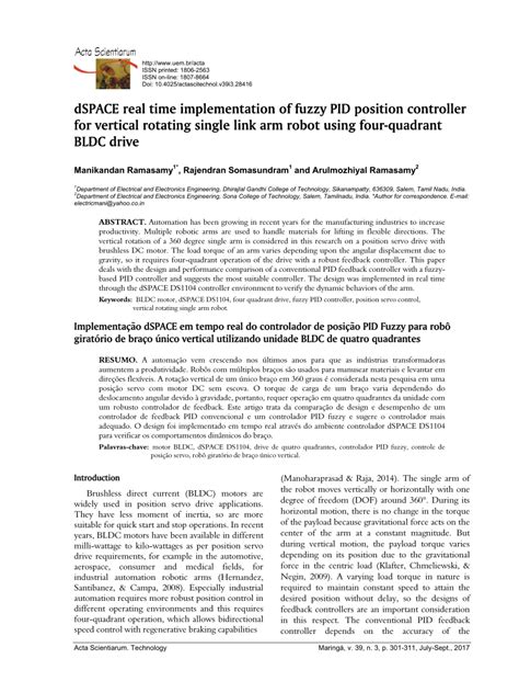 Pdf Dspace Real Time Implementation Of Fuzzy Pid Position Controller