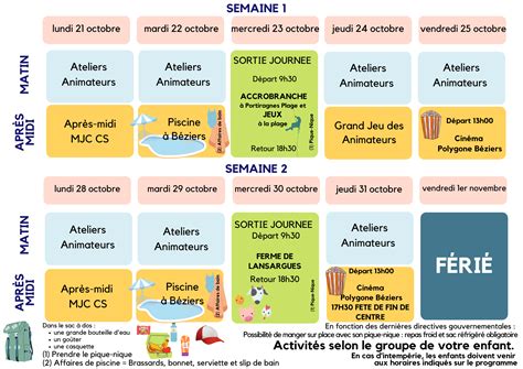 Programme ALSH Automne 2024 MJC CS TRENCAVEL Béziers