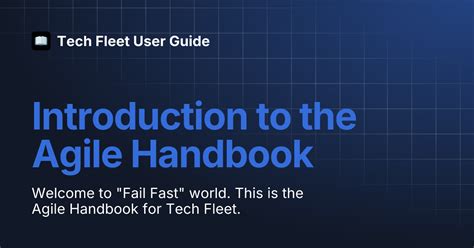 Introduction To The Agile Handbook Tech Fleet User Guide
