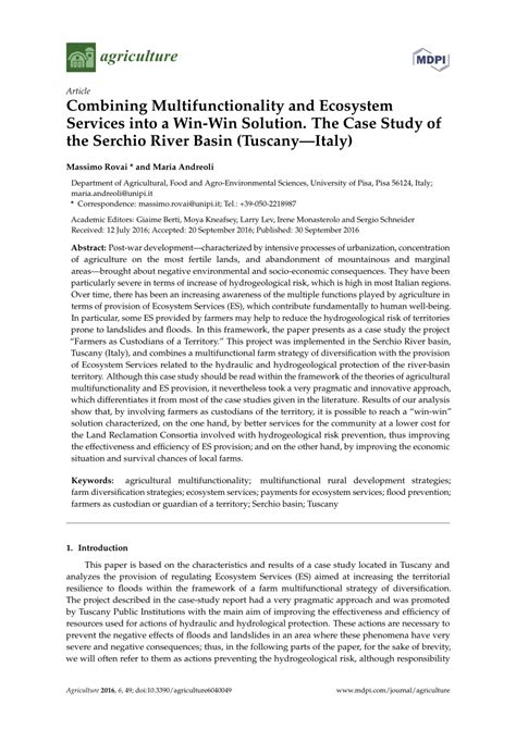 Pdf Combining Multifunctionality And Ecosystem Services Into A Win