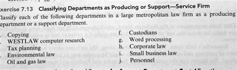 Solved Exercise 713 Classifying Departments As Producing Or Support