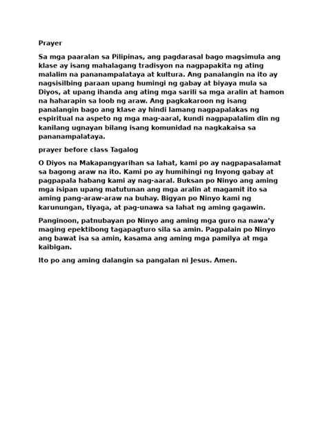 Prayer Before Class Pdf