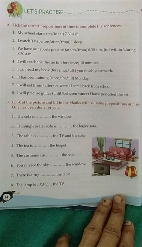 LETS PRACTISE A Tick The Correct Prepositions StudyX