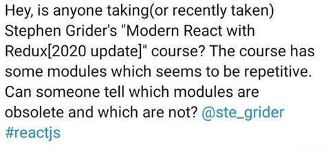 Hey Is Anyone Recently Taken Stephen Griders Modern React With