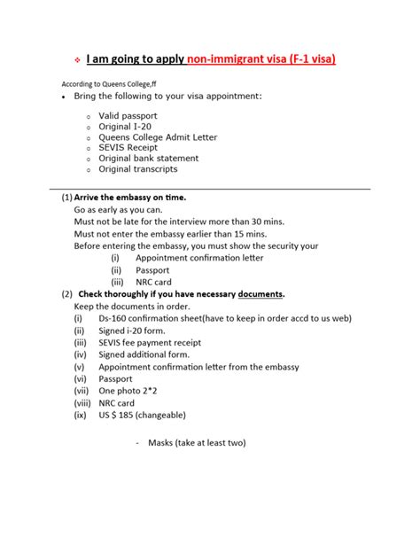 For Visa Interview Pdf