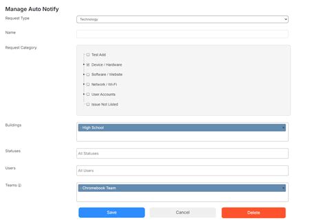 Automatically Notify Users When A Request Changes Statuses ML Work Orders