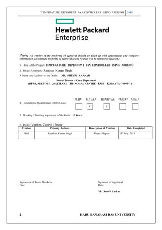 Temperature Dependent Fan Controller Using Ardiuno Pdf