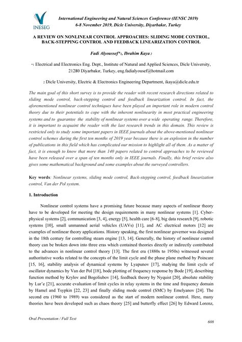 Pdf A Review On Nonlinear Control Approaches Sliding Mode Control