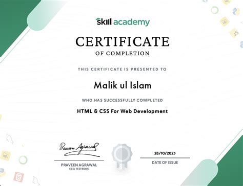 I Have Completed Html And Css Web Development Form Skill Academy