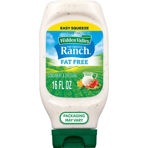 Hidden Valley Fat Free Ranch Condiment And Dressing Easy Squeeze