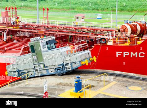 Panama Channel Rail Tug Stock Photo Alamy