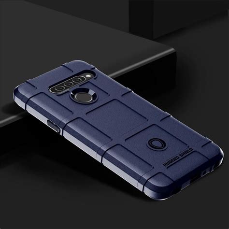 Противоударный чехол бампер Rugged Shield для Lg G8 Thinq синий