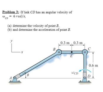Answered Problem 3 If Link CD Has An Angular Velocity Of W 6 Rad S CD A Determine The