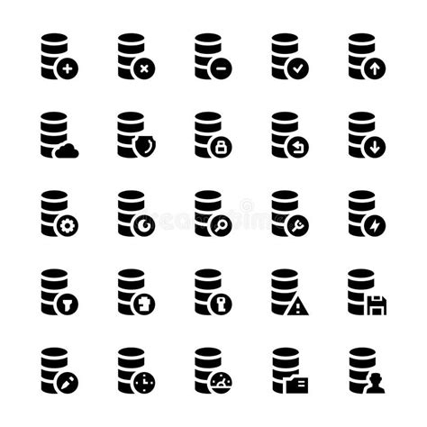 Database And Data Center Icon Set Vector Symbols Stock Vector