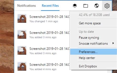 Dropbox Preferences Dropbox Sync Preferences