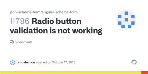 radio button validation is not working · issue 786 · json schema form