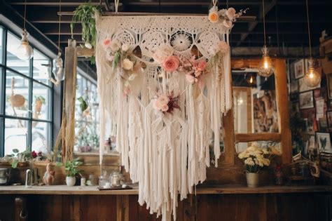 Premium Photo Boho Macrame Arrangement Indoors