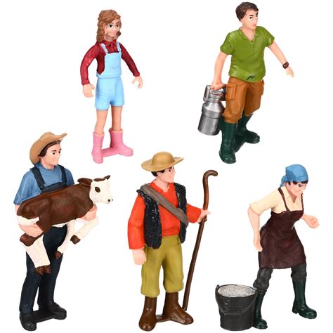 Ferencaa 5PCS Farmer People Model Figures Playset Farm Keeper Figurines ...